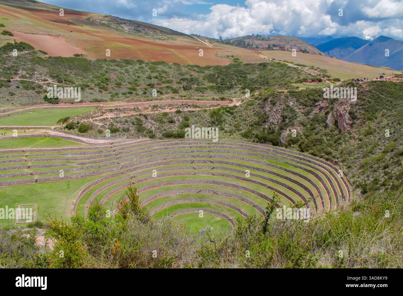 Moray circular terraces in Peru near Cusco city in sacred valley of ...