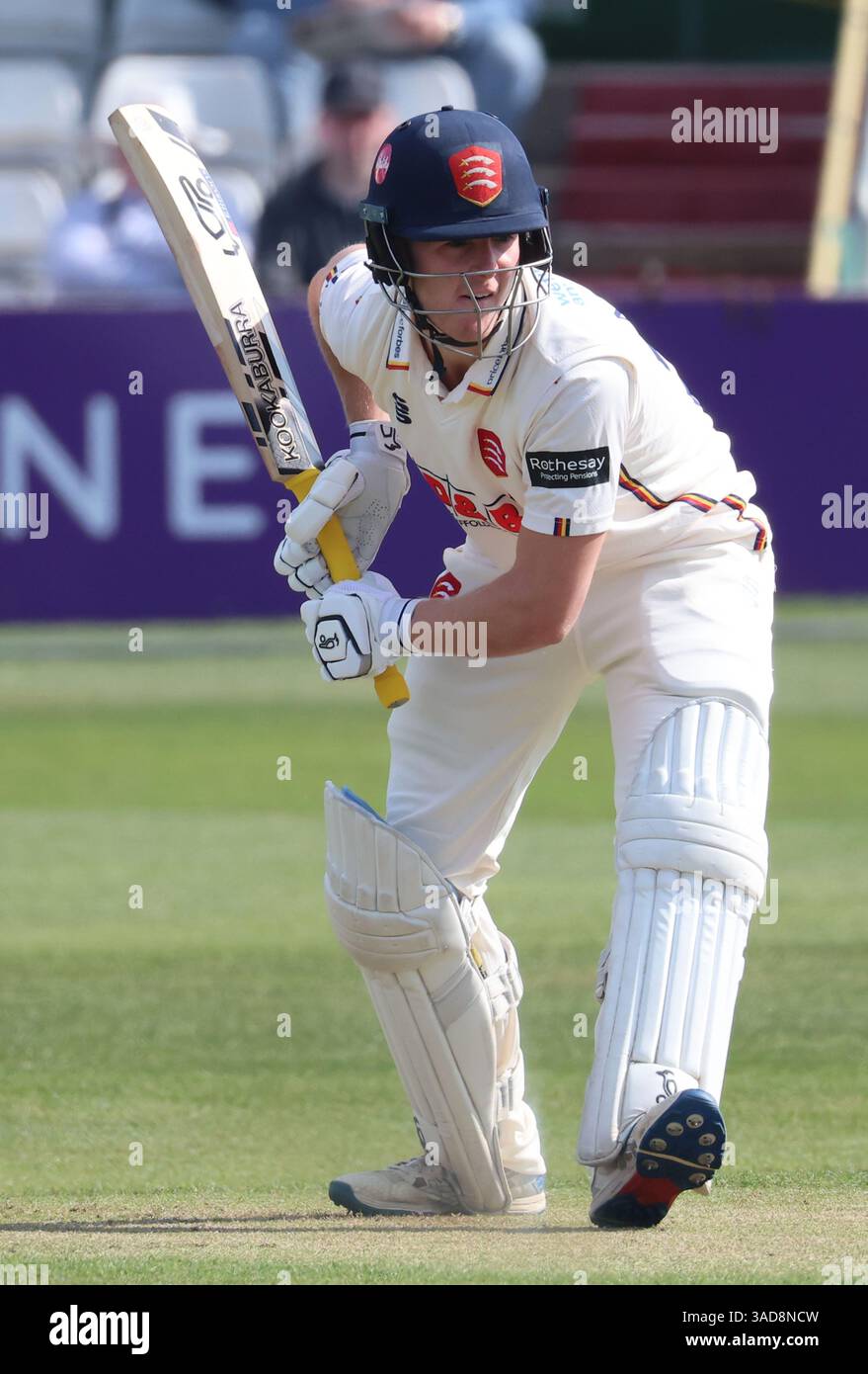 Chelmsford, UK. 04th Apr, 2025. CHELMSFORD, ENGLAND - Essex's Charlie ...