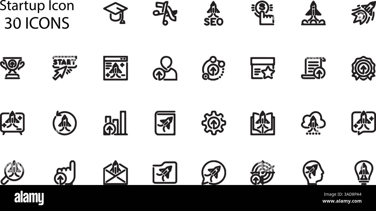 Set of Startup icons. Line art style icons bundle. vector illustration ...