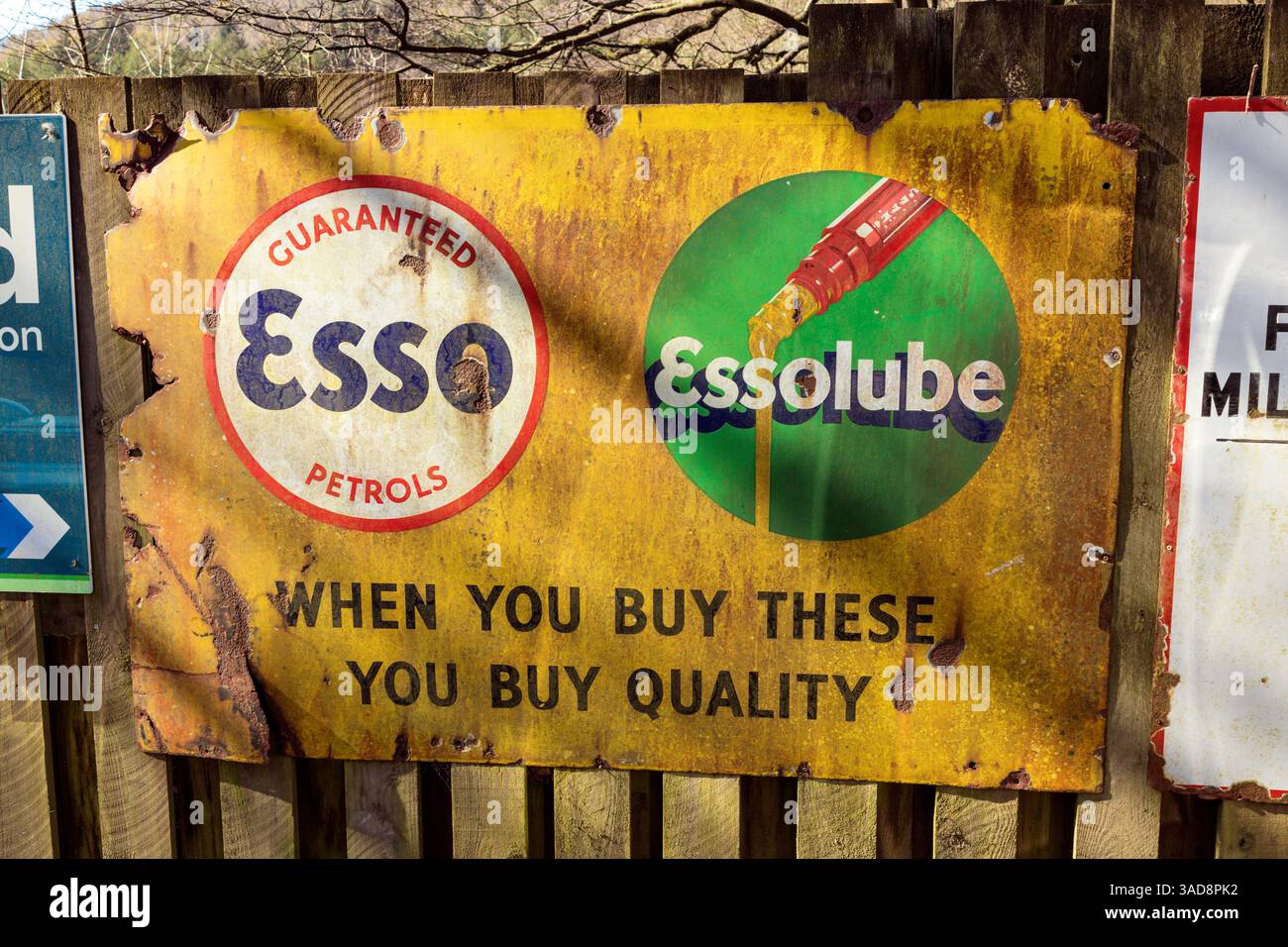 Esso advertising sign. Lakeland Motor Museum Stock Photo - Alamy