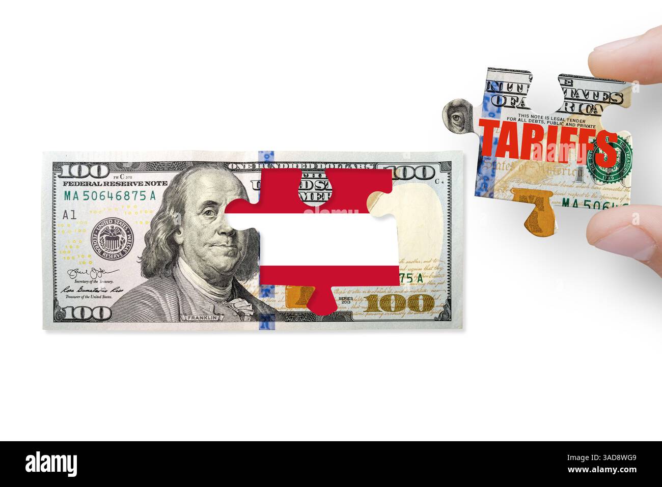 100 USA dollar note isolated on a white background. United States of ...