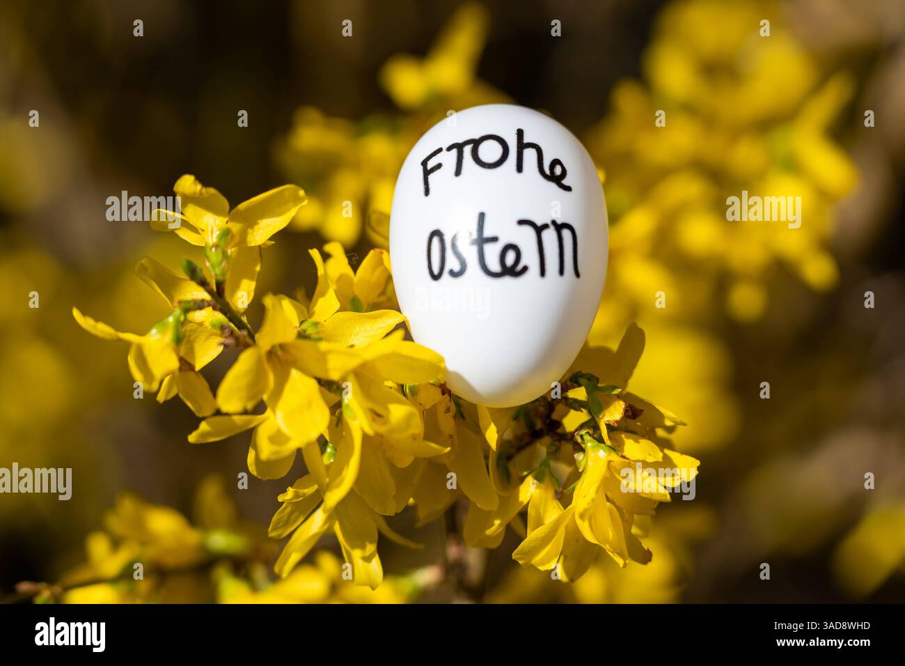 Bavaria, Germany - 5 April 2025: A white Easter egg with the ...