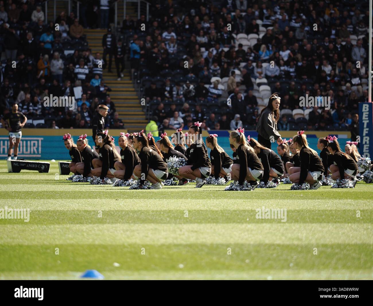 The cheerleaders getting ready for their performance before the Betfred ...