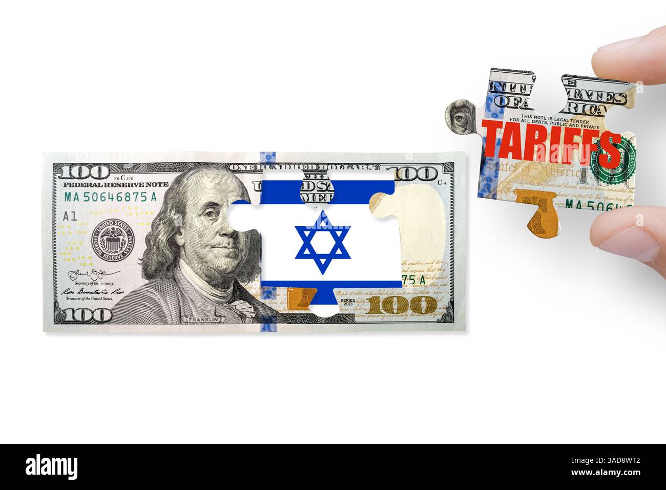 100 USA dollar note isolated on a white background. United States of ...