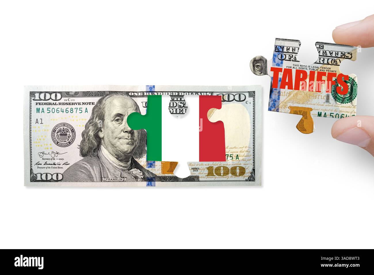 100 USA dollar note isolated on a white background. United States of ...