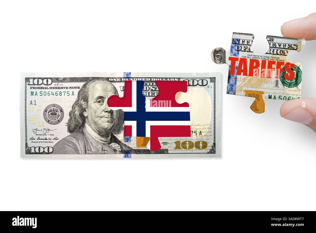 100 USA dollar note isolated on a white background. United States of ...