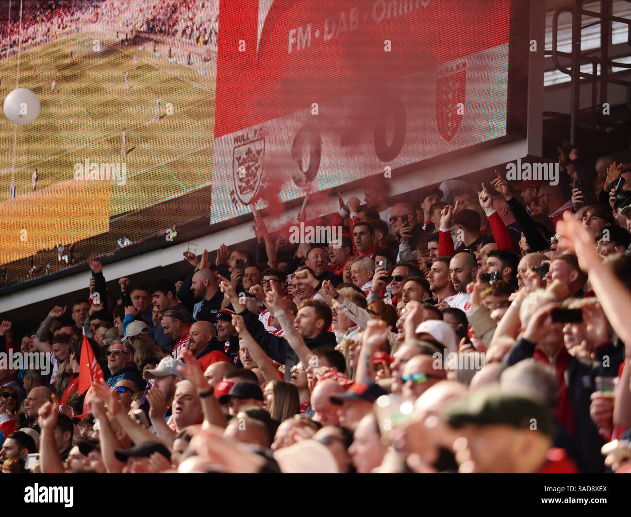 Hull K.R. fans set off flares before the Betfred Challenger Cup quater ...