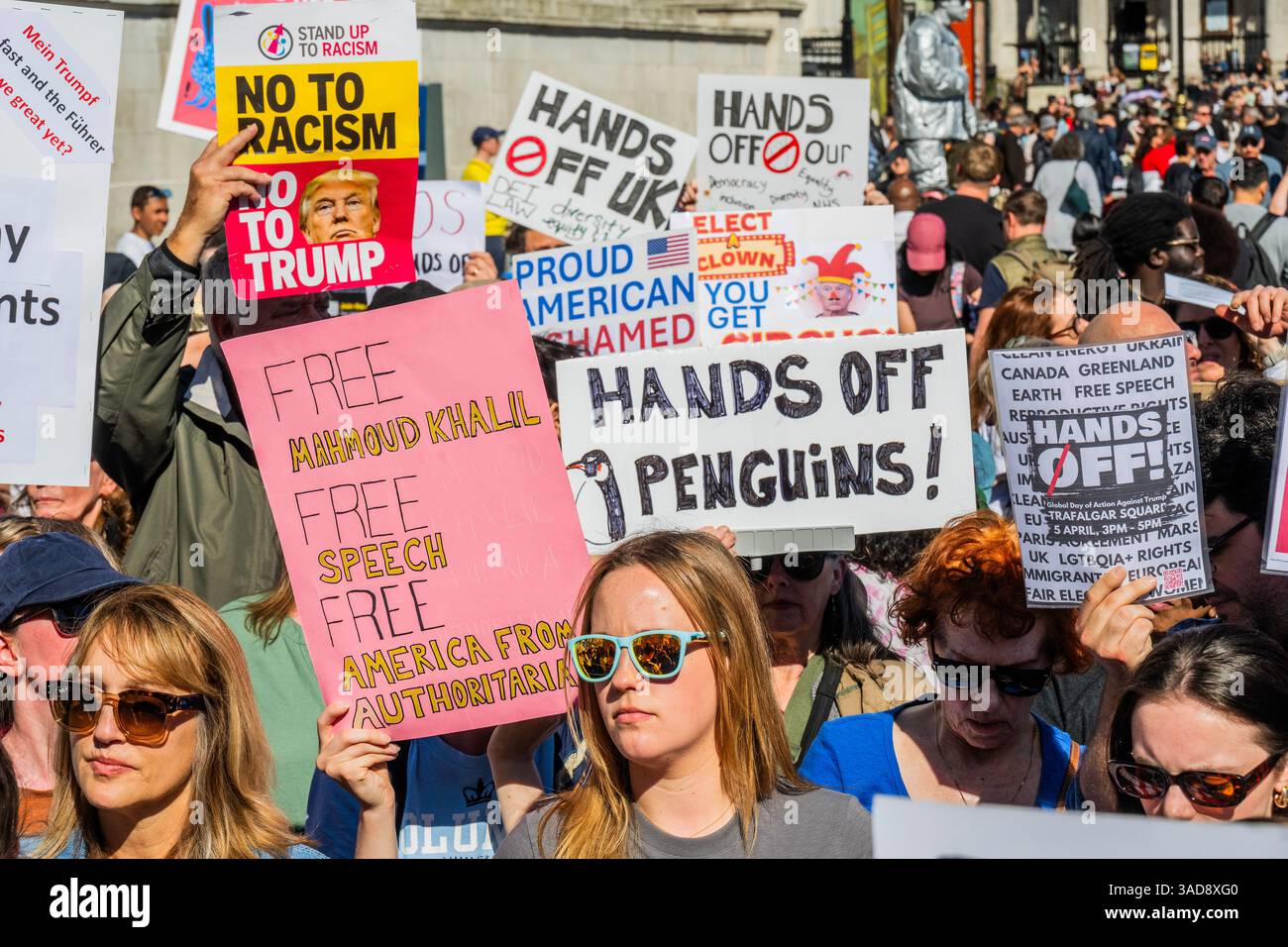 London, UK. 5th Apr, 2025. Signs (including Hands of Penguins) are many ...