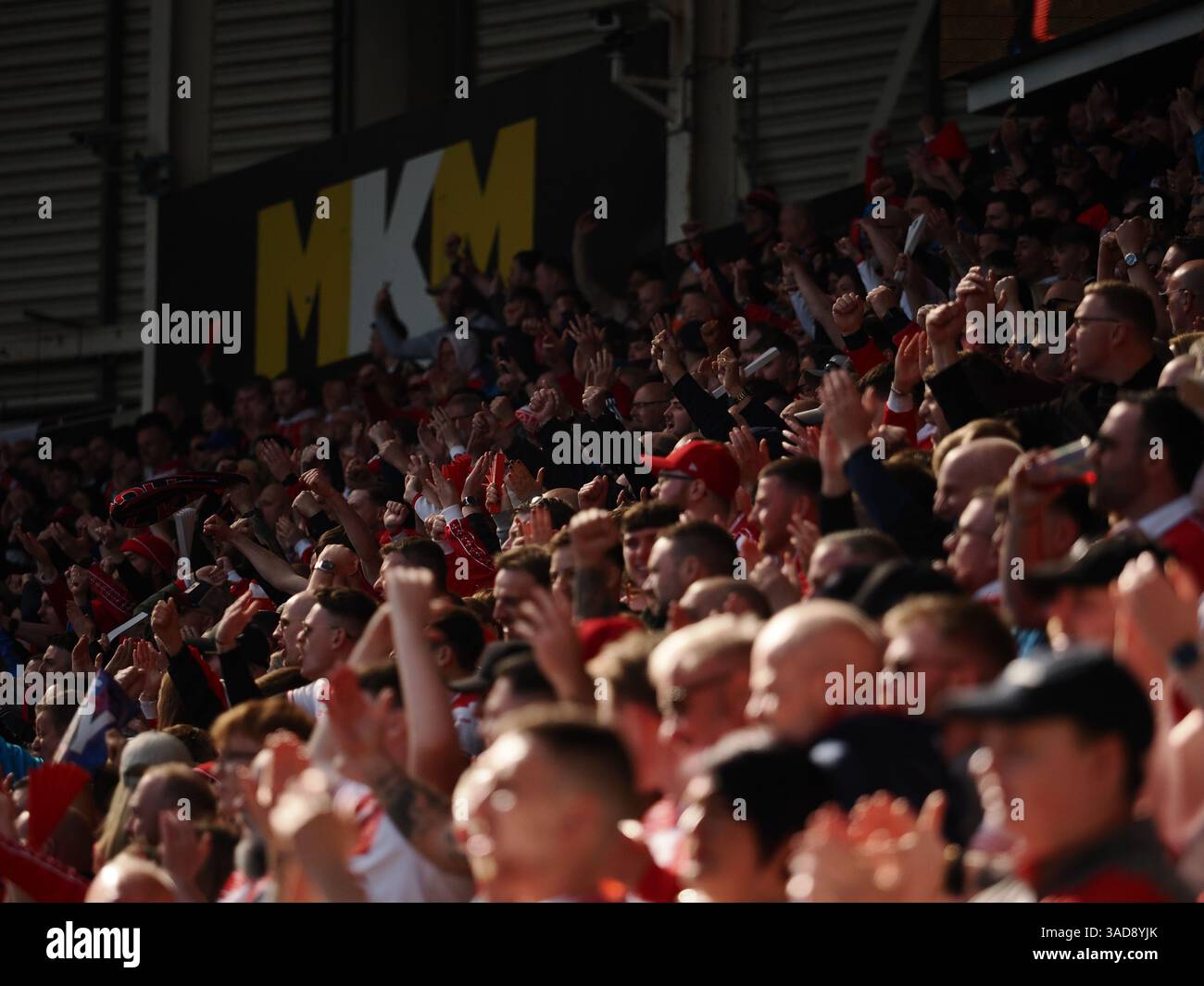 Hull K.R. fans celbrate after a try during the Betfred Challenger Cup ...