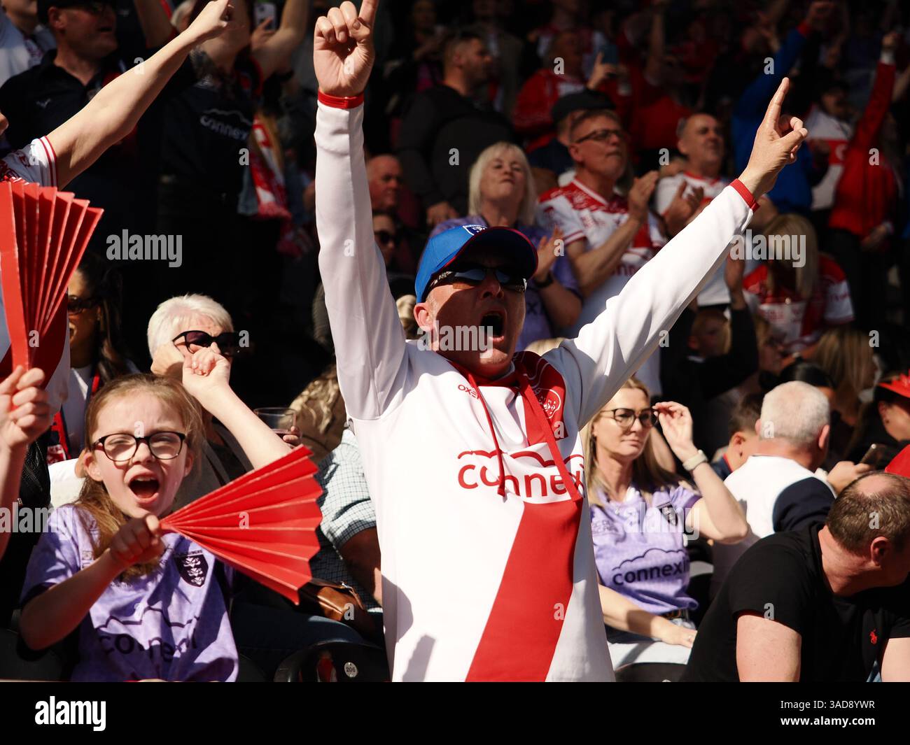 A Hull K.R. fan celbrates during the Betfred Challenger Cup quater ...
