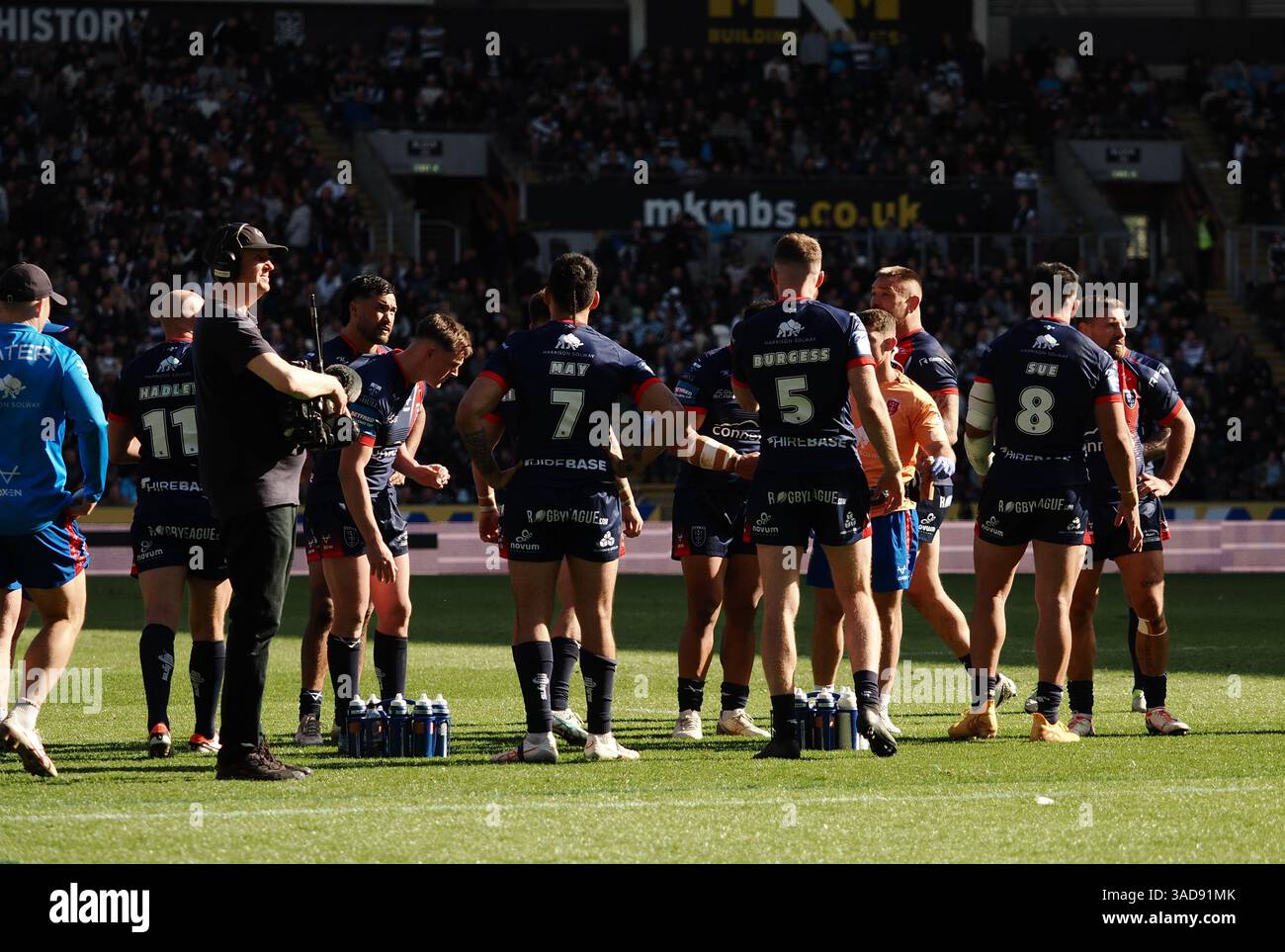 The Hull K.R. team has a break during the Betfred Challenger Cup quater ...