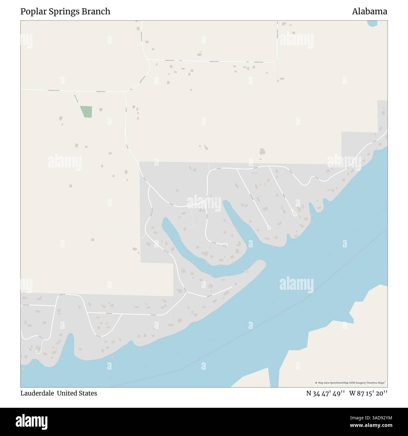 Poplar Springs Branch, Lauderdale, United States, Alabama, N 34 47' 49 ...