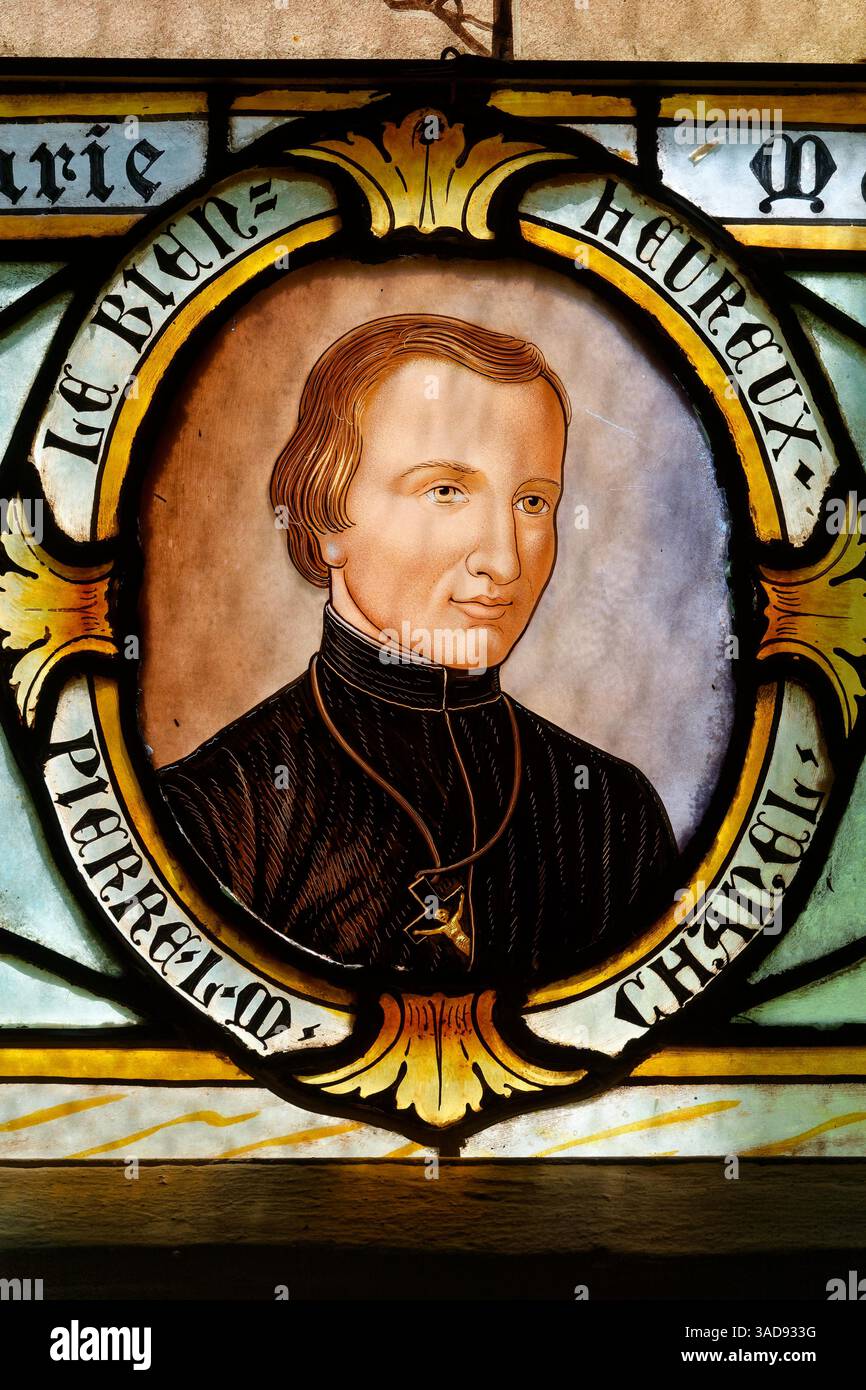 Satigny, Suisse - 06-28-2024: Stained glass (19th century) of Saint ...