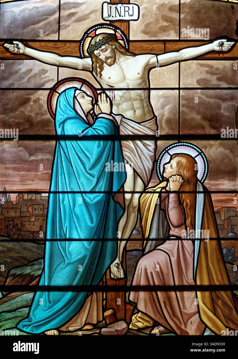 Satigny, Suisse - 06-28-2024: Stained glass (19th century) of Jesus ...