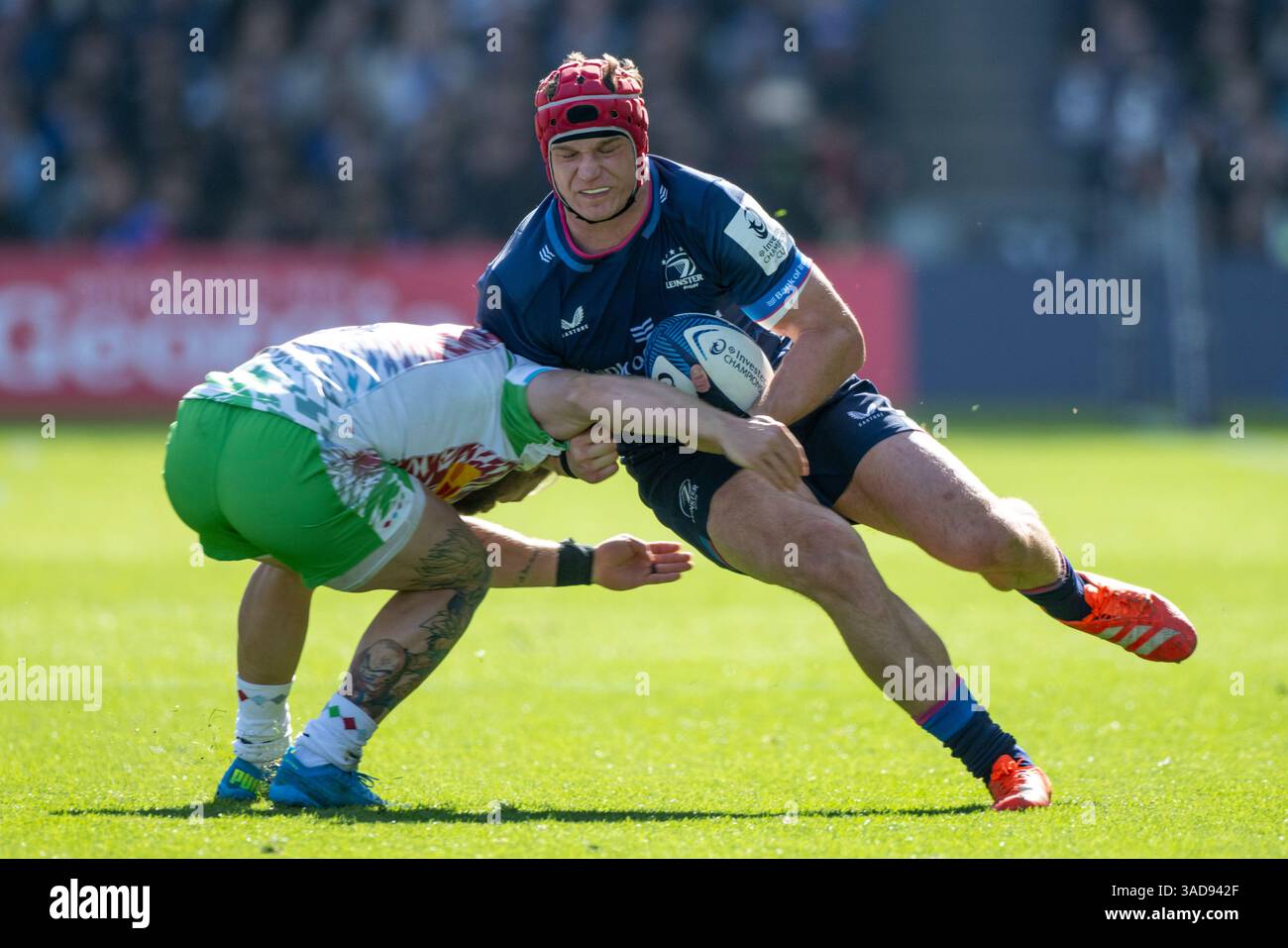 Dublin, Ireland. 05th Apr, 2025. Josh van der Flier of Leinster tackled ...