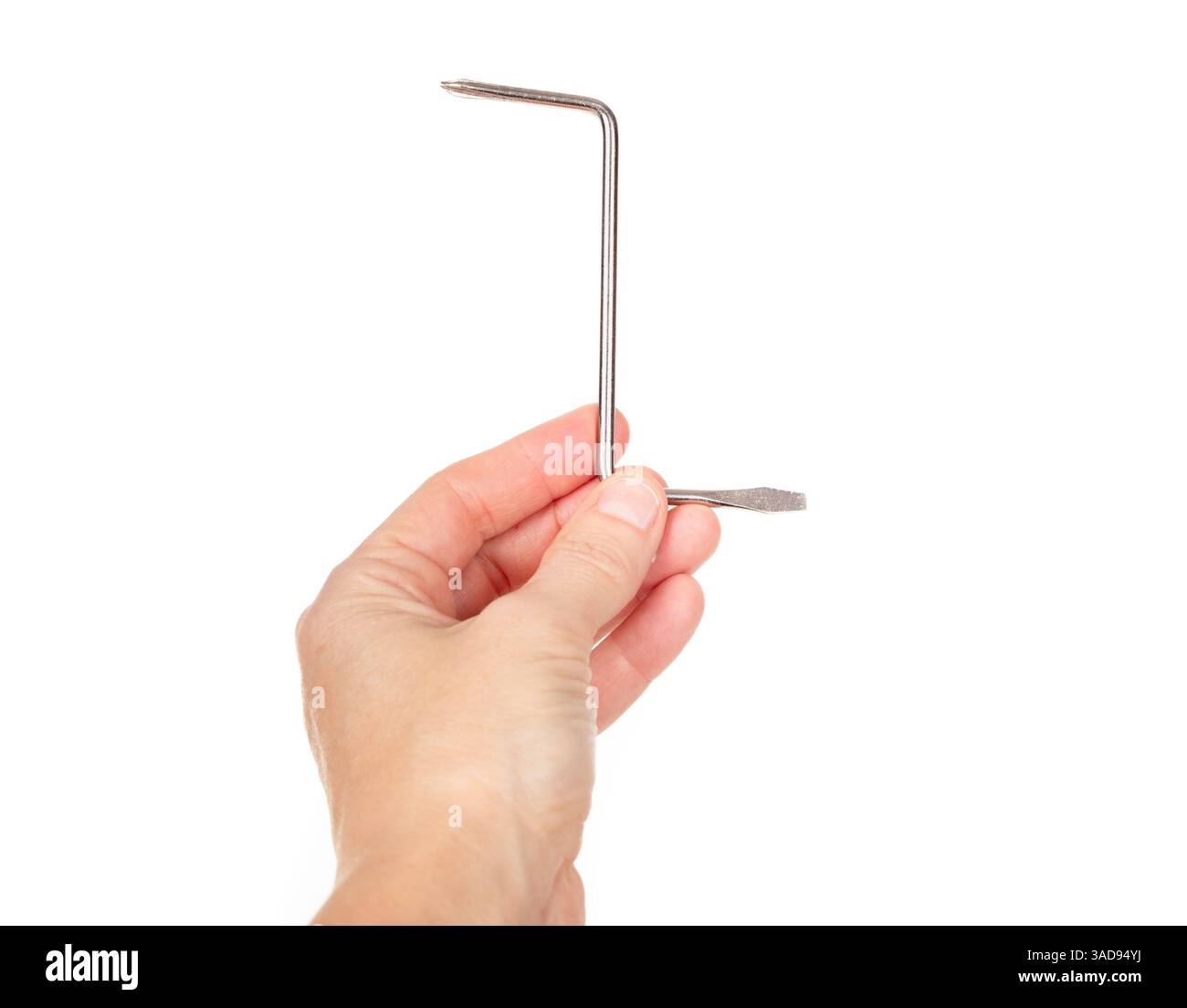 Offset screwdriver or z-type screwdriver held in hand. Angle driver ...
