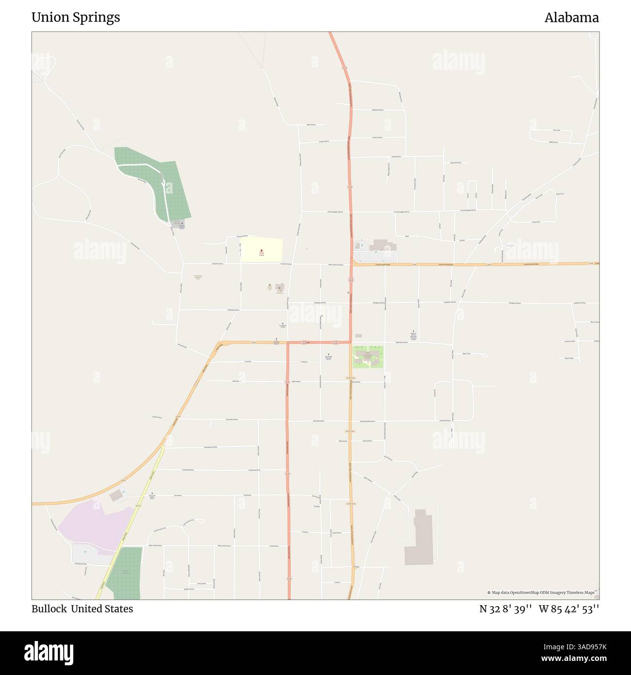 Union Springs, Bullock, United States, Alabama, N 32 8' 39'', W 85 42 ...