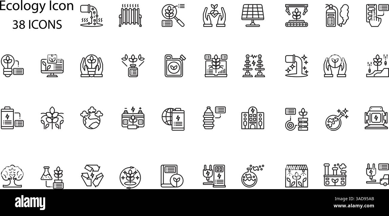 Set of Ecology icons. Line art style icons bundle. vector illustration ...