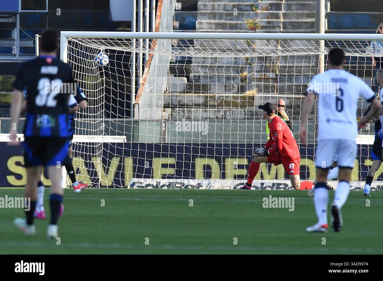 Pisa, Italy. 05th Apr, 2025. Ettore Gliozzi (Modena) scores 0-2 during ...