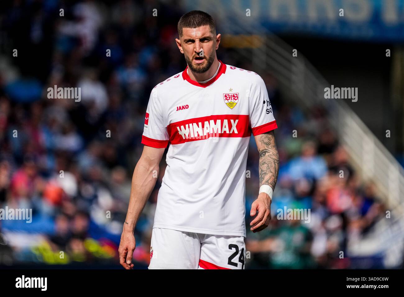 BOCHUM, GERMANY - APRIL 5: Jeff Chabot of VfB Stuttgart looks on during ...