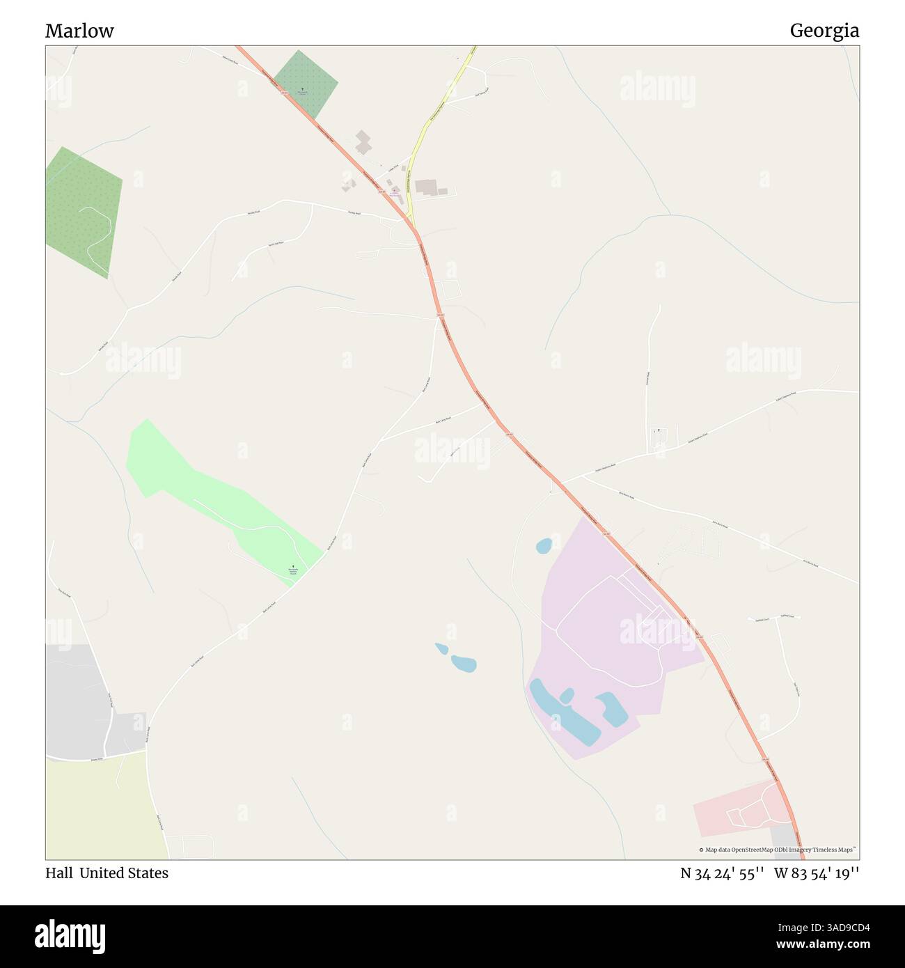 Marlow, Hall, United States, Georgia, N 34 24' 55'', W 83 54' 19'', map ...