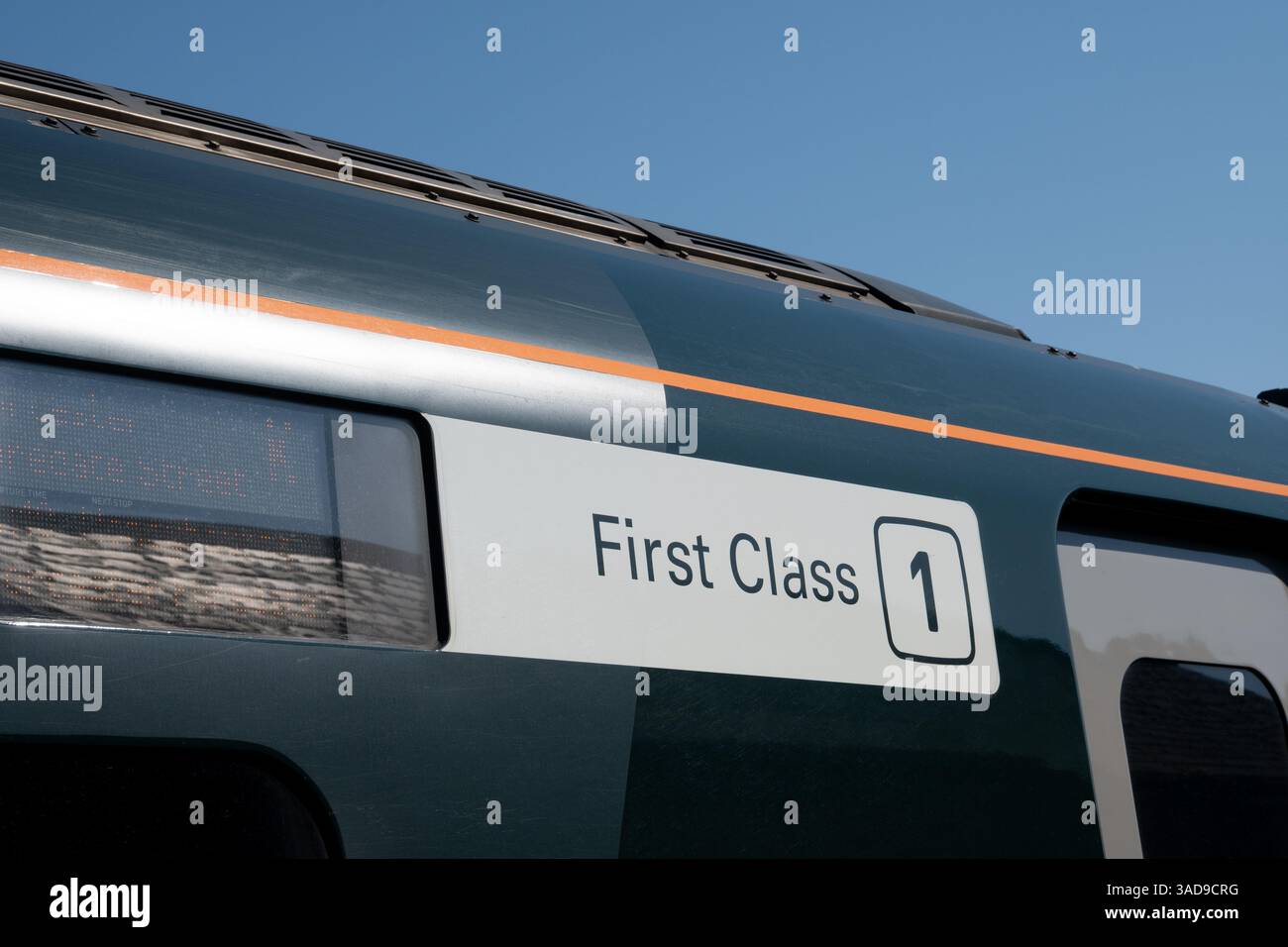 First Class sign on a GWR class 800 IET train, UK Stock Photo - Alamy