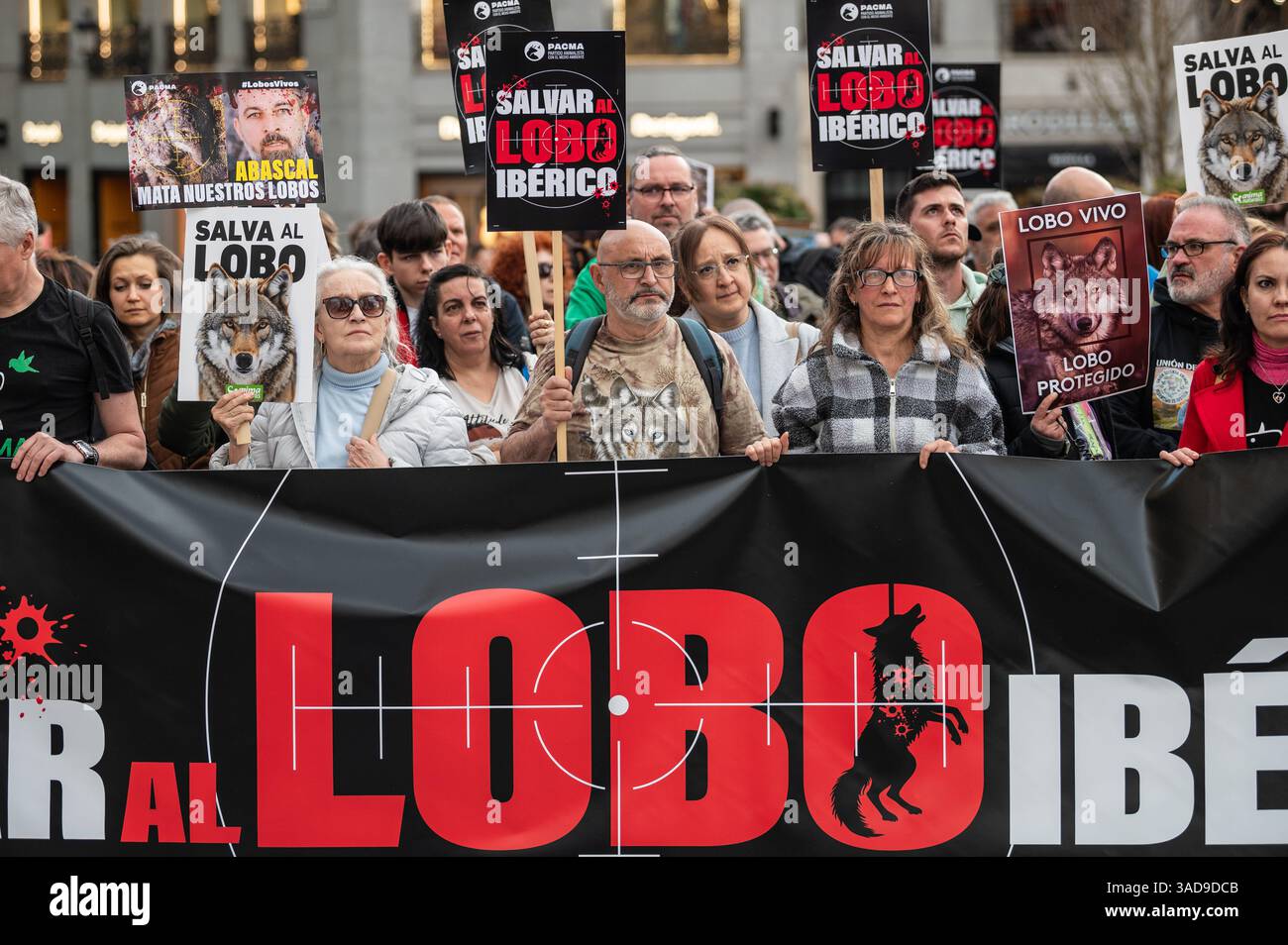 Madrid, Spain. 05th Apr, 2025. People protesting against wolf hunting ...