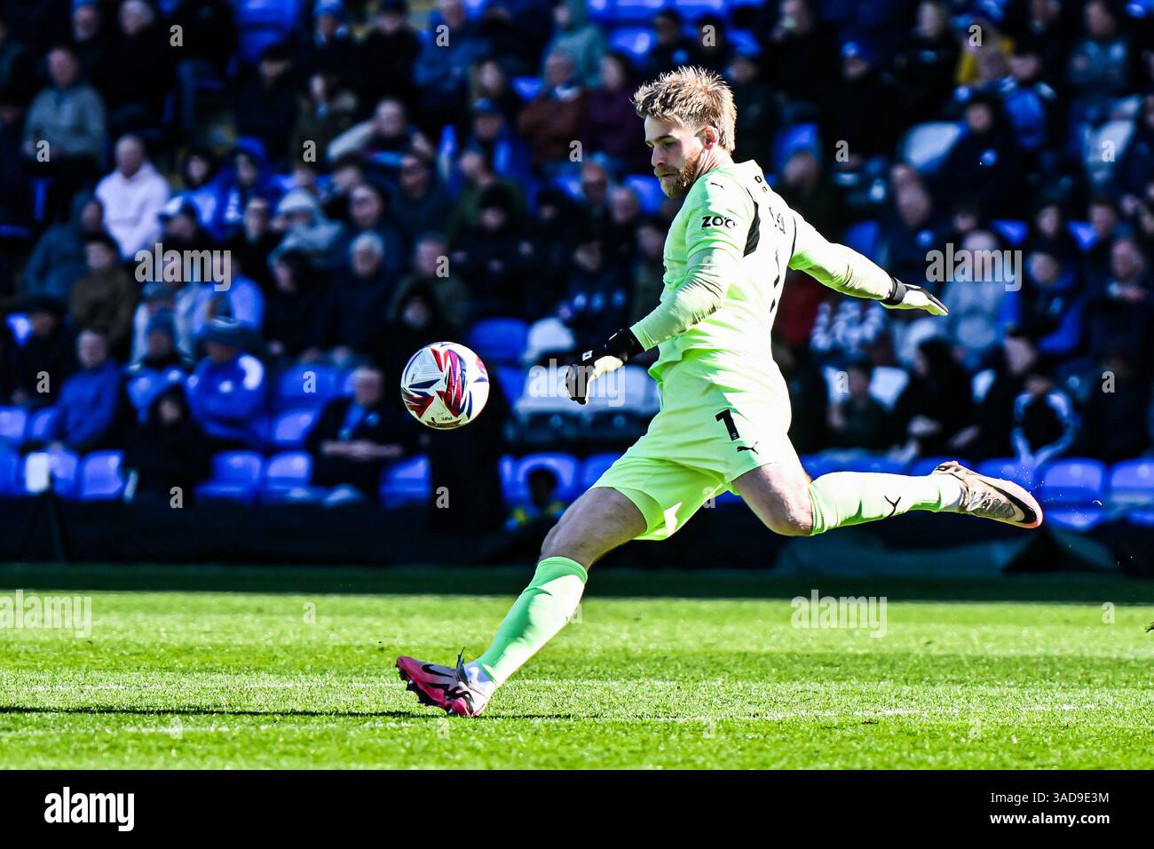 Goalkeeper Lee Burge (1 Northampton Town) kicks the ball during the Sky ...