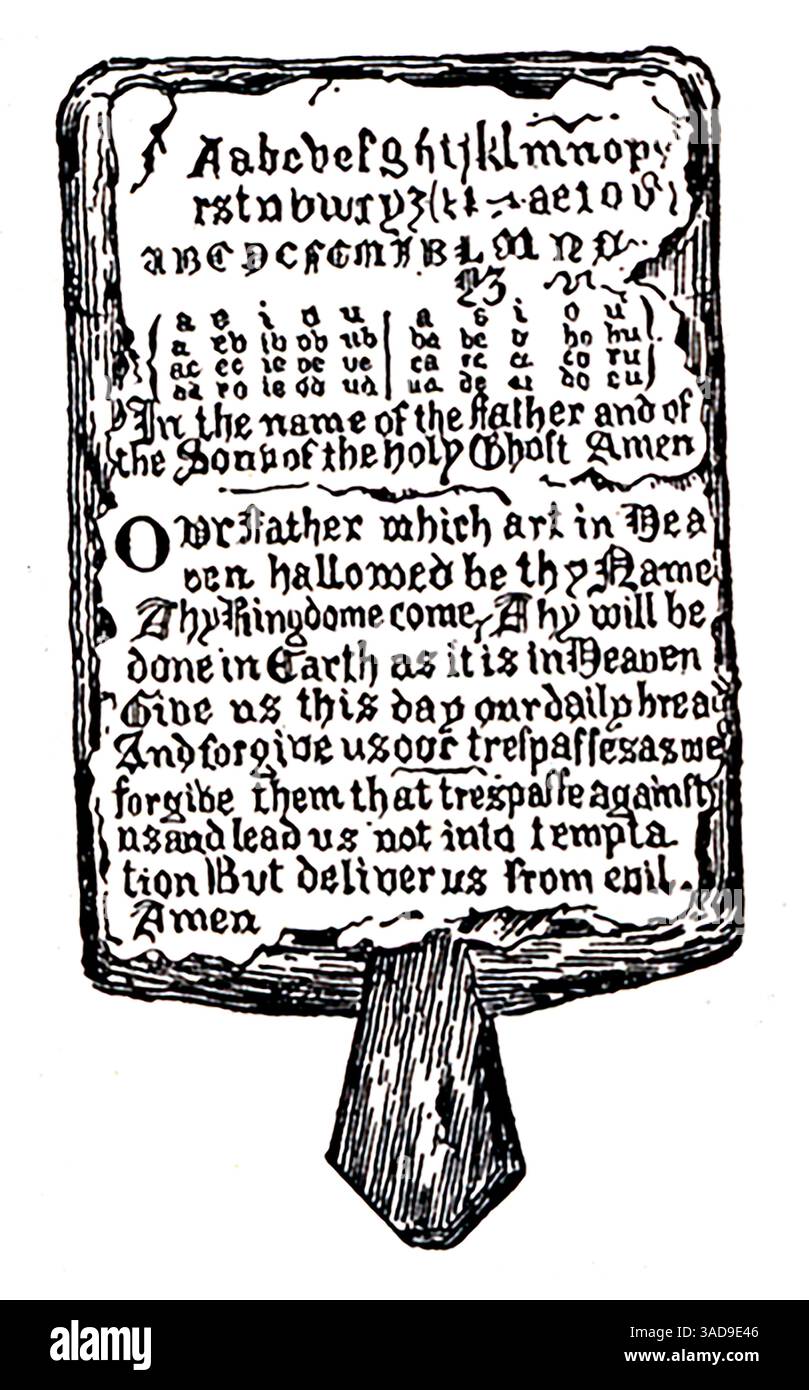 The hornbook (illustration here dates to 1900) was a form of children's ...