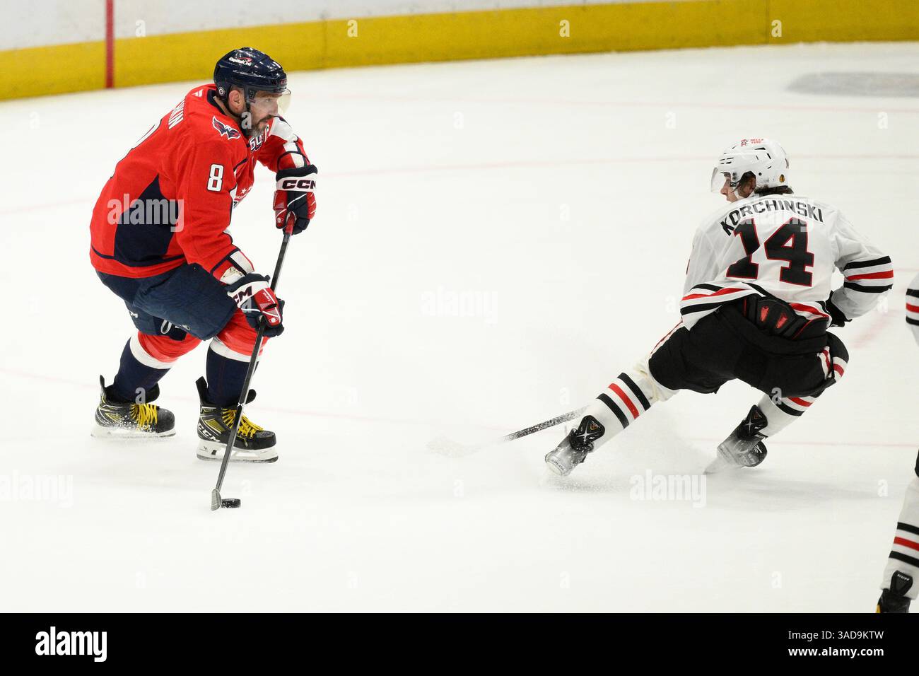 Washington Capitals left wing Alex Ovechkin (8) in action during the ...