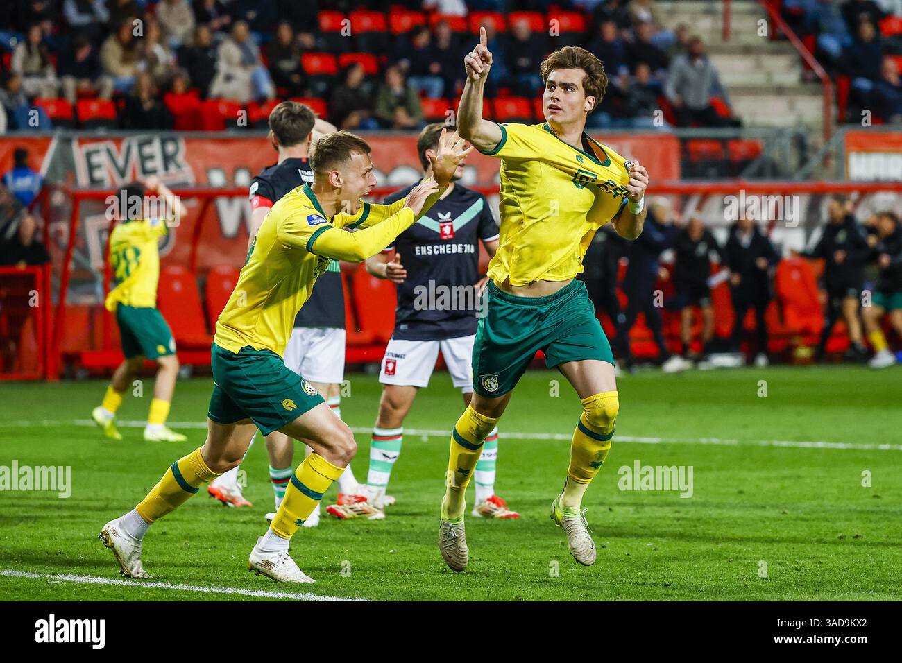 ENSCHEDE - Rodrigo Guth of Fortuna Sittard cheers after scoring 1-1 ...