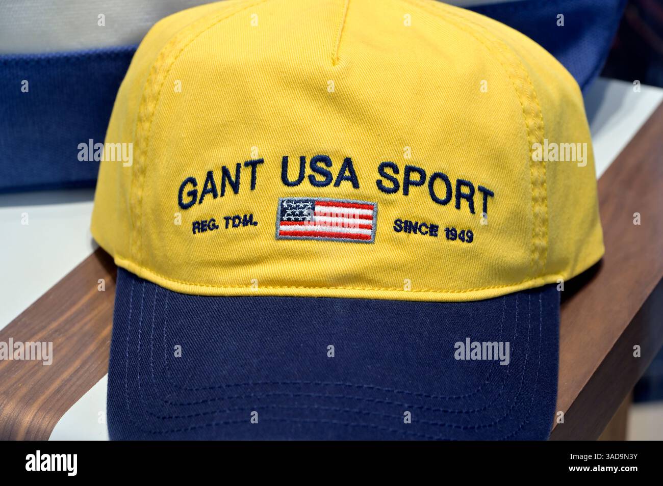 A Gant USA cap in a shop window, Scotland, UK, Europe Stock Photo - Alamy