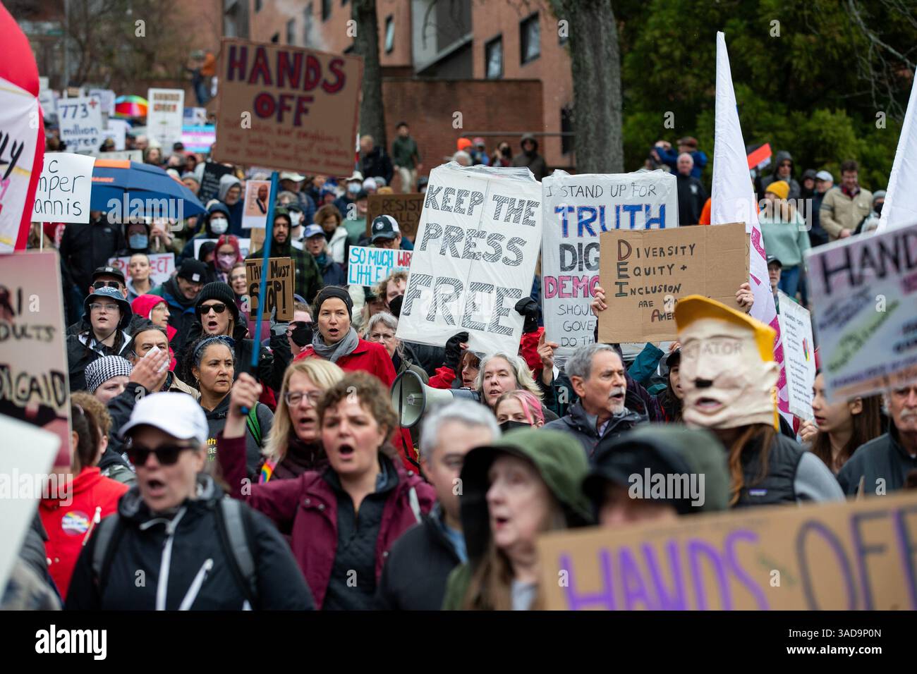 Providence, United States. 05th Apr, 2025. Thousands of demonstrators ...