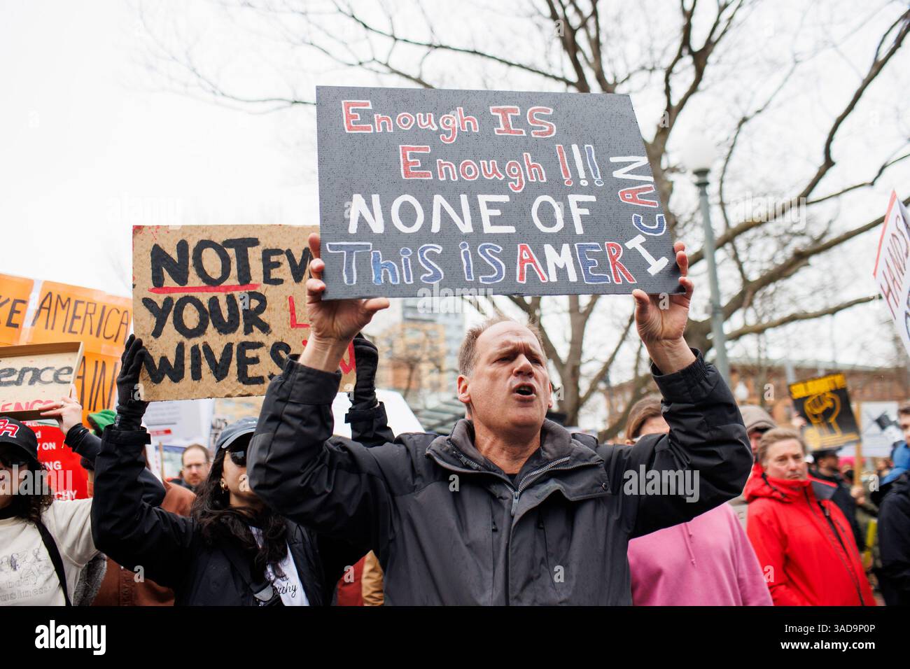 Providence, United States. 05th Apr, 2025. Thousands of demonstrators ...