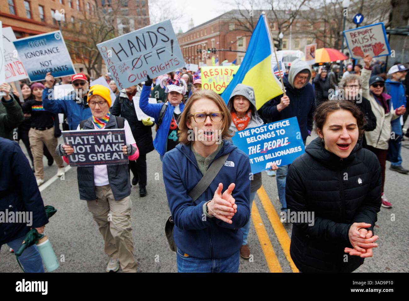 Providence, United States. 05th Apr, 2025. Thousands of demonstrators ...