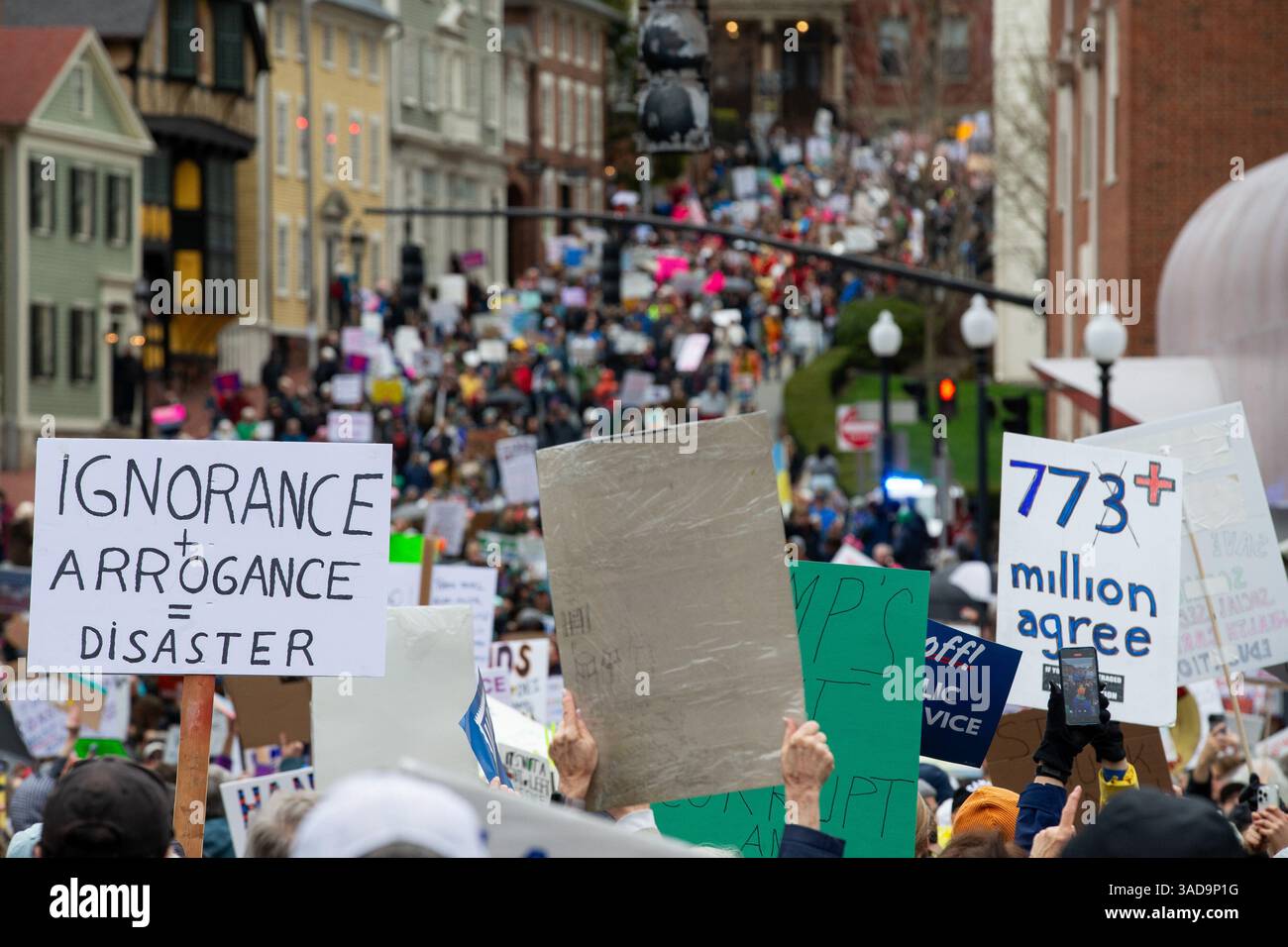 Providence, United States. 05th Apr, 2025. Thousands of demonstrators ...