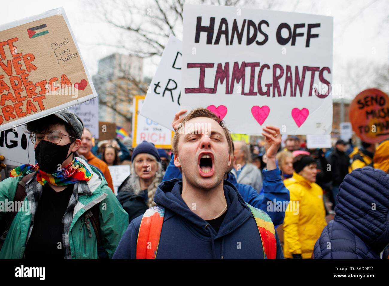 Providence, United States. 05th Apr, 2025. Thousands of demonstrators ...