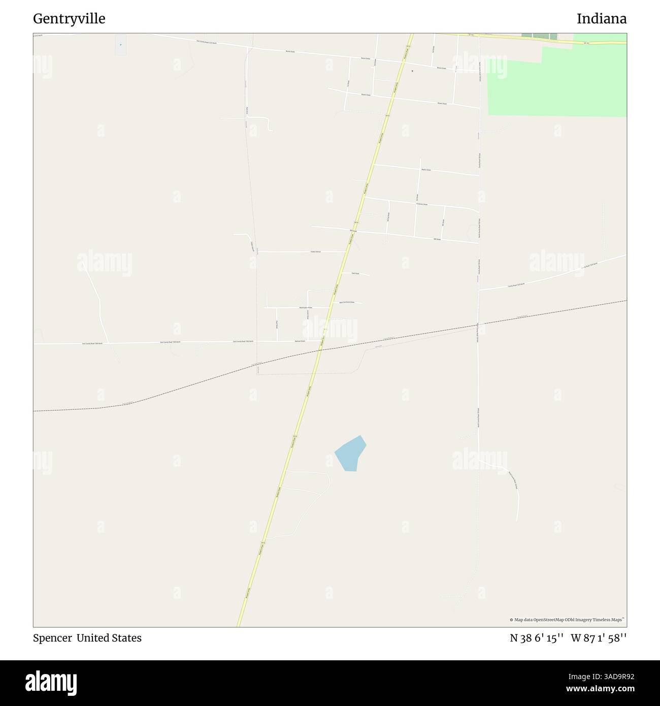 Gentryville, Spencer, United States, Indiana, N 38 6' 15'', W 87 1' 58 ...
