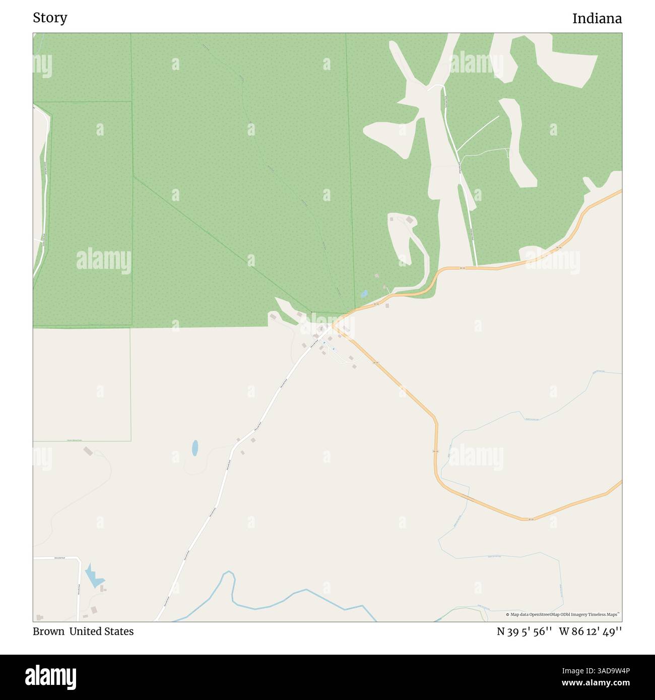 Story, Brown, United States, Indiana, N 39 5' 56'', W 86 12' 49'', map ...