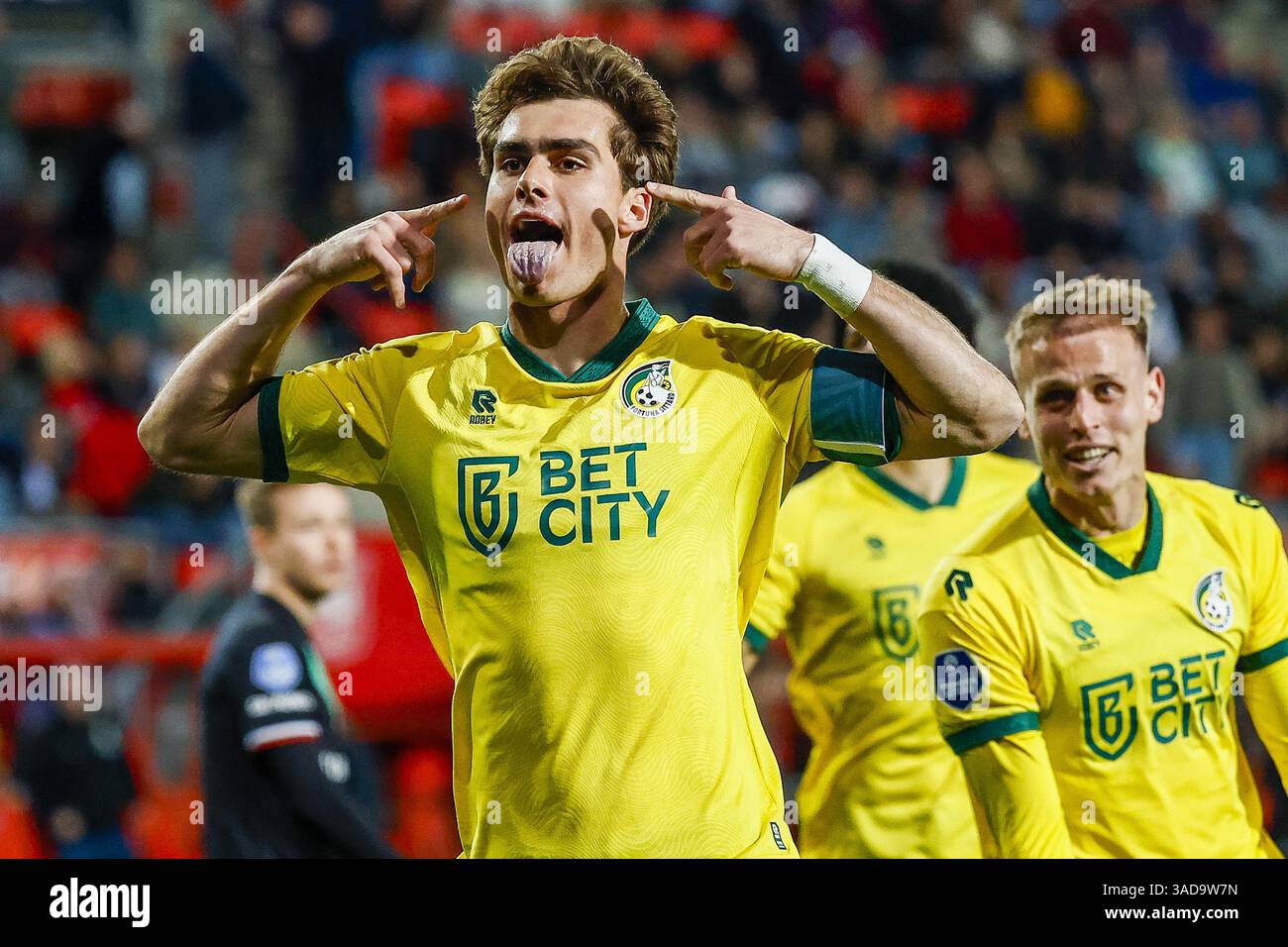 ENSCHEDE - Rodrigo Guth of Fortuna Sittard cheers after scoring 1-1 ...