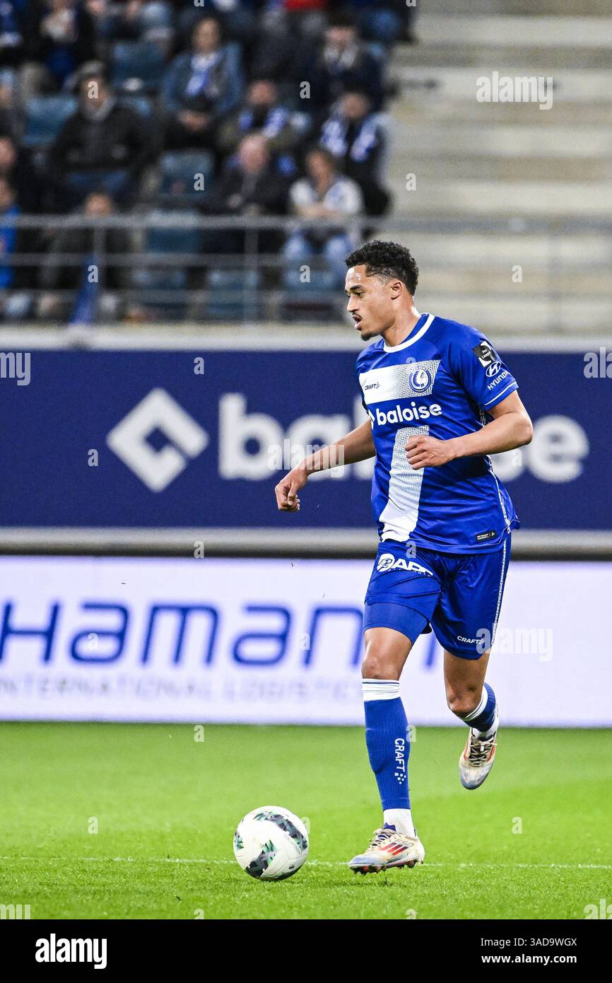Gent, Belgium. 05th Apr, 2025. Gent's Aime Omgba pictured in action ...