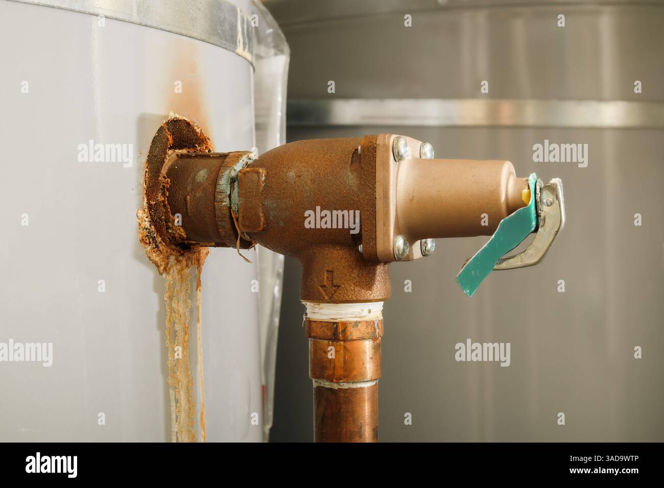 Temperature pressure relief valve or TP valve on hot water tank in ...