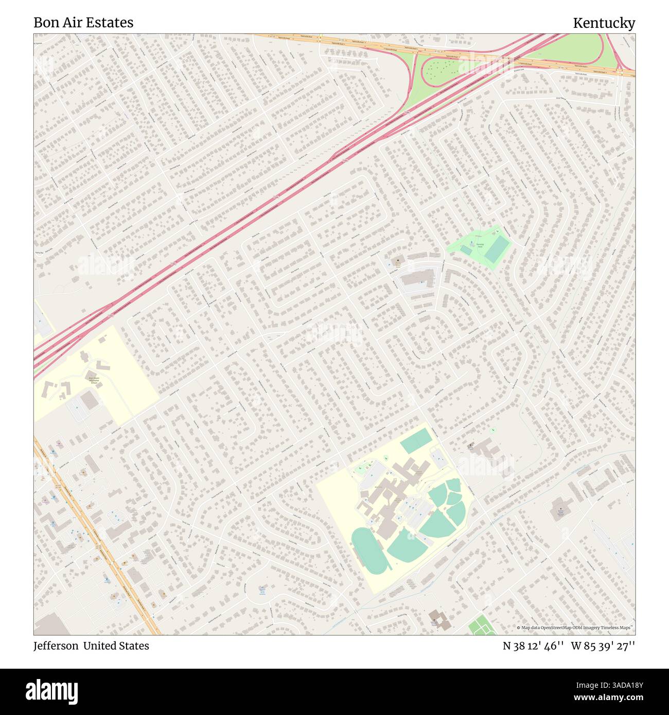 Bon Air Estates, Jefferson, United States, Kentucky, N 38 12' 46'', W ...