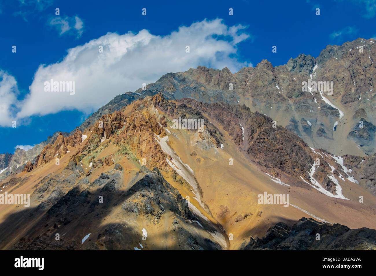 Andes mountains beautiful landscape in early spring with melting snow ...