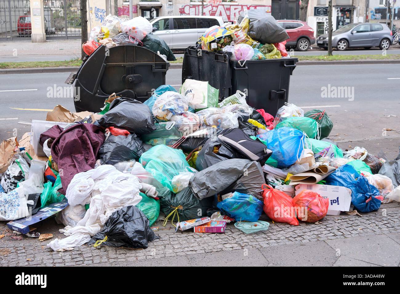 Berlin, Germany, March 23, 2025, accumulated household waste after BSR ...