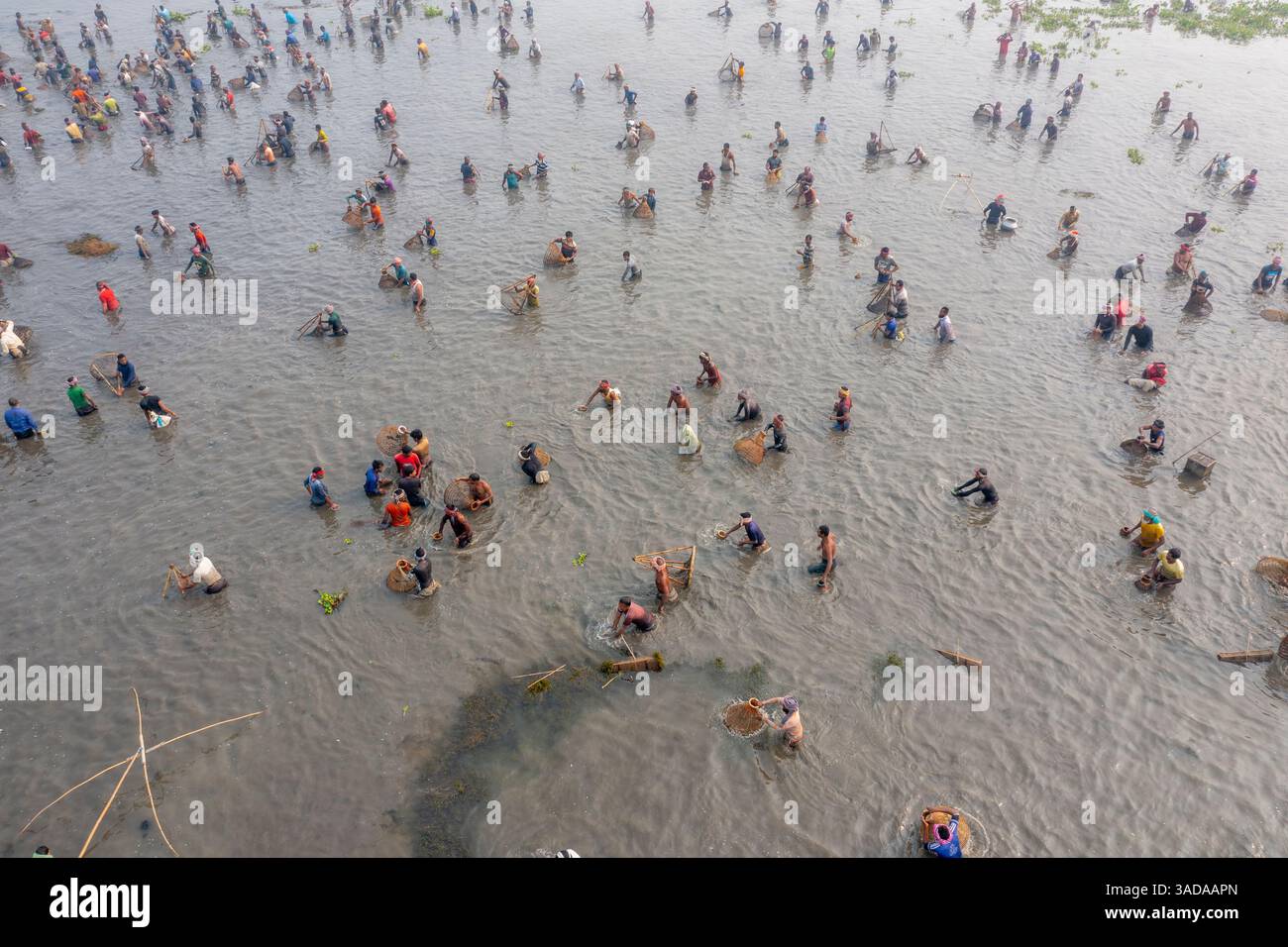 Aerial view of 'Baut Utshav,' a traditional fishing festival in Chalan ...