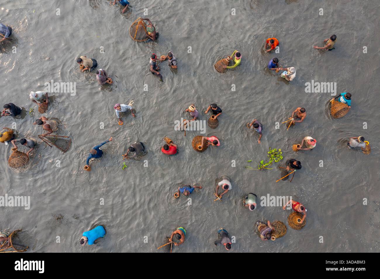 Aerial view of 'Baut Utshav,' a traditional fishing festival in Chalan ...