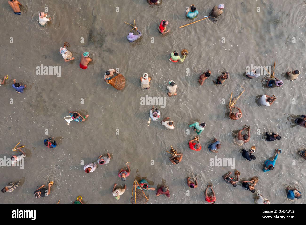 Aerial view of 'Baut Utshav,' a traditional fishing festival in Chalan ...