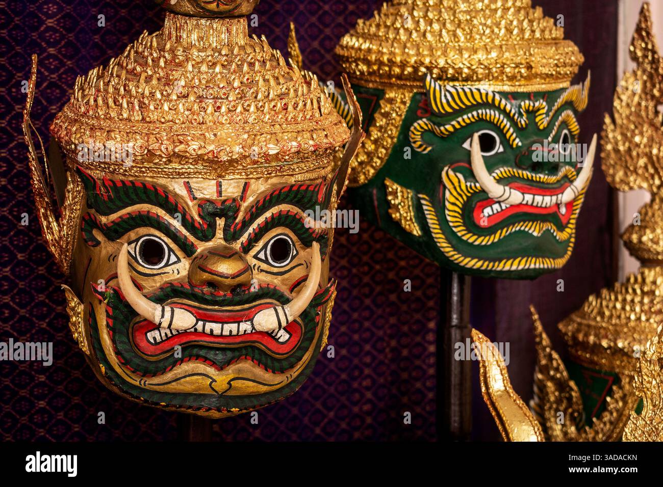 different traditional Lakhon Khol Khmer Masks on display in cambodia ...