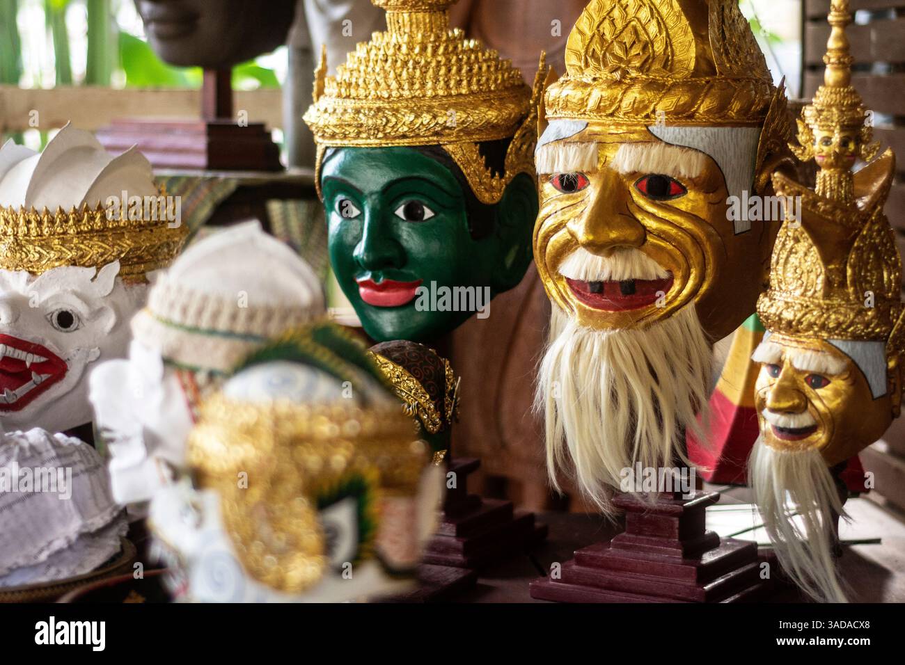 different traditional Lakhon Khol Khmer Masks on display in cambodia ...